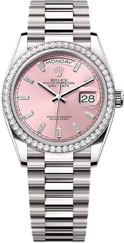 Rolex Day-Date 36 36mm Pink Diamond-Set Dial Diamond-Set Bezel Preside ...